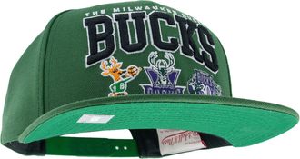 Mitchell & Ness NBA/HWC Champ Stack Baseball Snapback Cap - Milwaukee Bucks, Gr&uuml;n100% Polyester, verstellbar, Herren, Frauen, Kinder, Unisex, Fr&uuml;hling, Sommer, Herbst