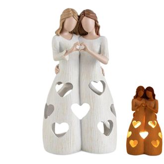 Generic Schwestern Statuen und Figuren - Beste Freunde Harzstatue | Mutter und Tochter Teelicht Skulptur | Sammlerst&uuml;ck Keeping zum Geburtstag Feiern Sie Schw