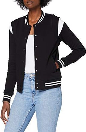 Urban Classics Ladies Organic Inset College Sweat Jacket Vestes, Noir/Blanc, XS Femme
