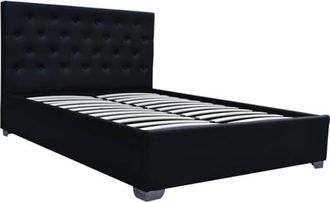 Habitat et Jardin Lit Double Tino en Simili Noir avec Coffre Rangements 140 x 190 cm | Cadre de Lit 2 Places Design | Sommier &agrave; Lattes et T&ecirc;te de Lit Inclus