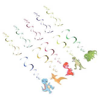 Lurrose Dinosaurier H&auml;ngedekoration Spiralen Partyzubeh&ouml;r f&uuml;r Kindergeburtstag Bunte Spiralh&auml;nger zum Aufh&auml;ngen an Decke und Fenster Wetterbest&auml;ndig und Siche