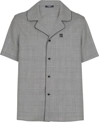 Balmain Homme, Chemises, Gris, Taille: 3XL Chemise Prince de Galles &agrave; manches courtes