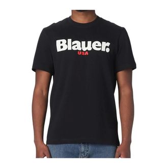 Blauer Homme, Tops, Noir, Taille: M T-shirt Noir Maxi Logo