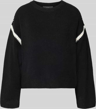 Oui Strickpullover mit Rundhalsausschnitt und Kontraststreifen