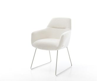 DELIFE Esszimmerstuhl Pejo-Flex Boucl&eacute; Soft Beige Kufengestell Edelstahl Taschenfederkern, Esszimmerst&uuml;hle