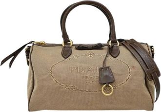 Prada unisex, Pre-owned, Beige, Taille: ONE Size Sac à main vintage en toile Pre-owned