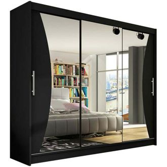 Mirjan24 Mobilier1 - Armoire Closico 120, Noir, 215x250x58cm, Portes darmoire: Coulissantes, Nombre détagères: 0