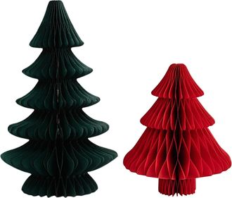 Generic Waben-Weihnachtsbaumdekoration, 3D-Papierb&auml;ume, Herzst&uuml;ck (Rot, S, Gr&uuml;n, L)