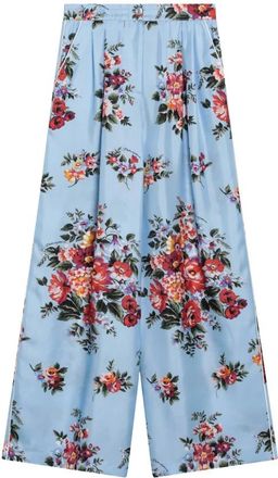 Dolce & Gabbana Femme, Pantalons, Multicolore, Taille: 36 FR Pantalon &agrave; Cordon en Twill de Soie Imprim&eacute; Bouquet Floral