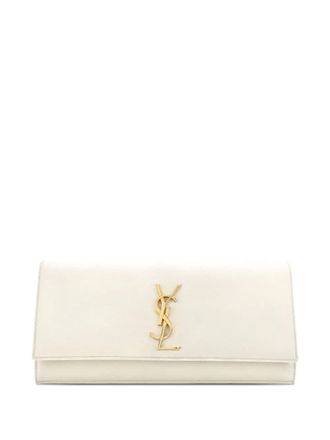 Saint Laurent Classic Monogram Leather Long clutch bag - Blanc