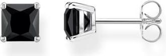 Thomas Sabo Clous doreilles pour femme en argent sterling 925 avec onyx, taille : 6 x 6 mm, H2174-024-11, 6x6 mm, Argent sterling, Onyx 1 Zircone cubique