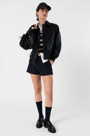 Gerard Darel Veste ample en cuir- NIMA - Noir