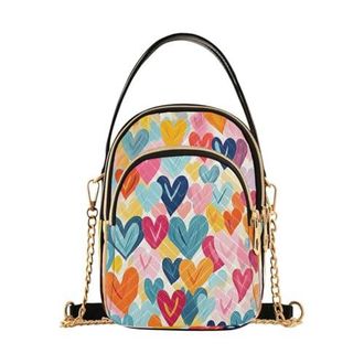 Mnsruu Sac &agrave; bandouli&egrave;re multicolore en cuir avec coeur pour la Saint Valentin