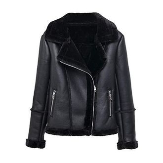 Missmao Manteau à Capuche, Femme Veste Aviateur Sherling Style Baseball College Gilet Bomber Vintage Cardigan a Revers Zippé Blouson Moto Parka Jacket Overcoa