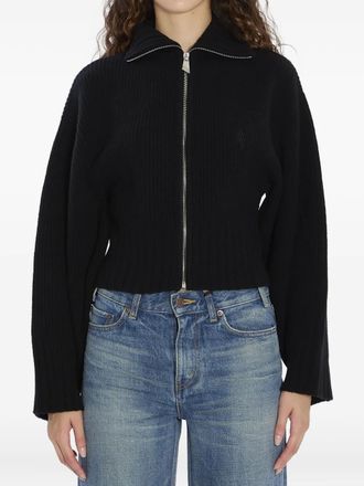 The Attico cardigan côtelée à fermeture zippée - Noir