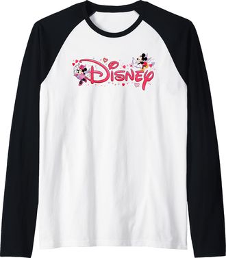 Disney Mickey & Minnie Valentines Day Script Logo Trip Raglan