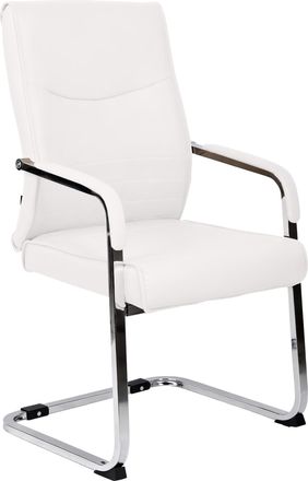 Clp Esszimmerstuhl Hobart, ergonomisch mit Armlehne, gepolstert Kunstleder, Metallgestell stabil, Besucher Konferenzstuhl modern, Farbe:weiß, Material:Kun