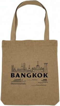 Fabulous Sac Shopping Tote Bag Aspect Lin - Bangkok Minimalist Voyage Tha&iuml;lande Tourisme - Sac de Courses Toile Epaisse 360g Beige Naturel Cabas Port&eacute; Epaule S