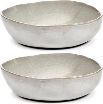 Serax Set de 2 Bols Blanc Cass&eacute; Serax | Vaisselle La M&egrave;re par Marie Michielssen | Bols en Gr&egrave;s Compatibles avec le Micro-ondes | Service de Vaisselle pour P