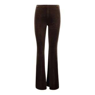 F.it Stretch-Samthose mit ausgestelltem Bein - - Trousers - Damen - Braun - 2XL