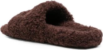 Balenciaga Shearling Slippers - Brown