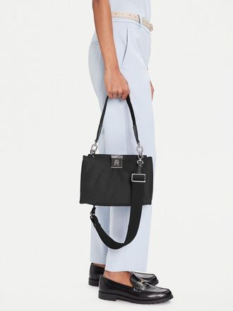 Tommy Hilfiger Handtasche Tommy Hilfiger Th Her Med Satchel Nylon Sv AW0AW18200 Schwarz