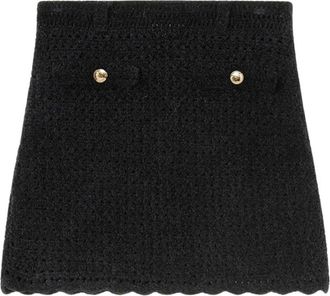 Ganni Femme, Jupes, Noir, Taille: 40 FR Chenille Crochet Skirt