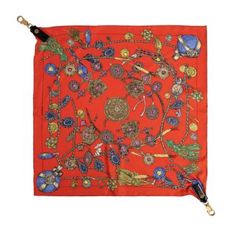 Versace Femme, Accessoires, Rouge, Taille: ONE Size Foulard en soie imprim&eacute; Bijoux Bris&eacute;s