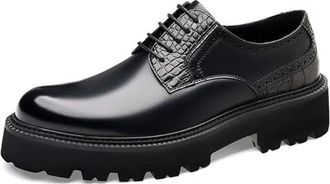 Generic Mocassins épais en cuir véritable pour homme - Antidérapants - Pour le travail formel et décontracté, noir 1, 39 1/3 EU