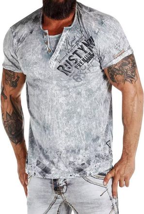 R-Neal T-Shirt Original T-Shirt Rundhals X V-Neck Shirt Verwaschen Vintage Oil Washed