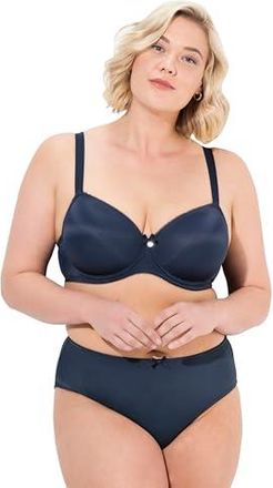Ulla Popken Bügel-BH, Softschale, Cup Soutien-Gorge à Armatures, Coque Souple, Bonnet B-E, Bleu Nuit, 100E Femmes
