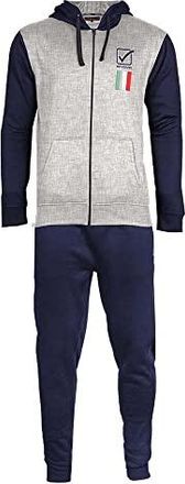 Givova Survêtement Italie 101 avec capuche pour homme en molleton gris mélange clair/bleu taille L