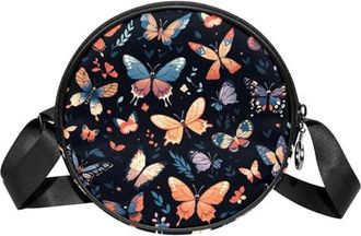 Generic Sac &agrave; bandouli&egrave;re rond pour femme, petit sac &agrave; bandouli&egrave;re color&eacute; avec fermeture &eacute;clair, bretelles r&eacute;glables, sac &agrave; main rond d&eacute;contract&eacute; pour femmes 