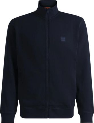 HUGO BOSS Homme, Sweatshirts et sweats &agrave; capuche, Bleu, Taille: S Pull Zipp&eacute; en Coton Bleu Fonc&eacute;