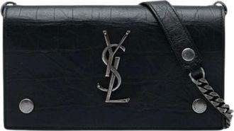 Saint Laurent Sac bandouli&egrave;re en cuir gaufr&eacute; pr&eacute;-aim&eacute; - Femme - Pre-owned - Noir - Taille: ONE Size