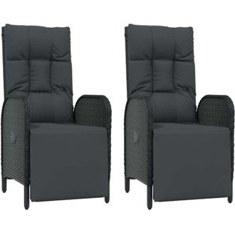 vidaXL Vidaxl - Chaises inclinables dext&eacute;rieur et coussins lot de 2 Poly rotin