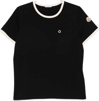 Moncler logo embroidery pocket T-shirt - Schwarz