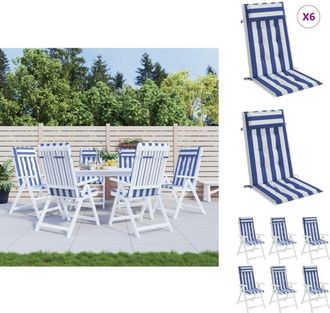 vidaXL Vidaxl - Hochlehner-Auflagen 6 Stk. Blau & Weiß Gestreift Oxford-Gewebe - Hochlehner Auflagen - Gartenstuhlkissen - Outdoor Kissen - Sitzkissen
