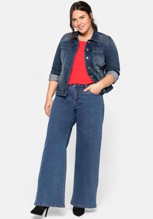 Sheego Allwetterjacke Jeansjacke Langarm in modisch kurzer Form