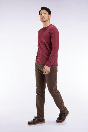 Eden Park Pantalon Chino Sans Plis En Velours Stretch Kaki