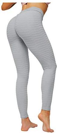 Generic Legging de sport 2026 pour femme, taille haute, amincissant, fronc&eacute;, rehausseur de fessier, pantalon de yoga, gris, L