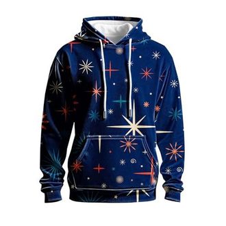 Generic Sweat à capuche de Noël pour homme - Motif bonhomme de neige - Surdimensionné - Manches longues - Costumes de Noël tendance - Cadeaux avec poches, ble