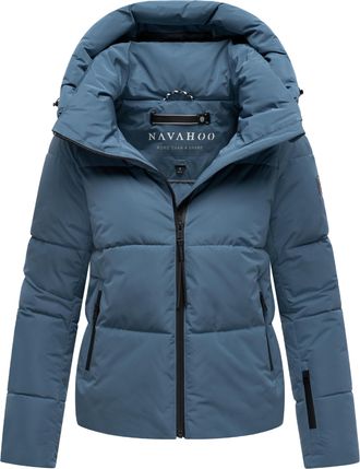Navahoo Damen Winterjacke warme Steppjacke mit abnehmbarer Kapuze Frostherz XIV Dusty Blue Gr. XXL