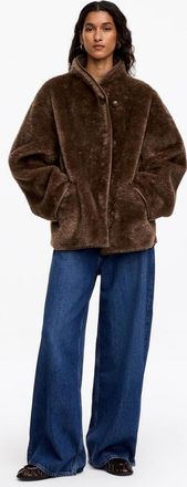 Arket Teddyjacke Mit Stehkragen -Braun