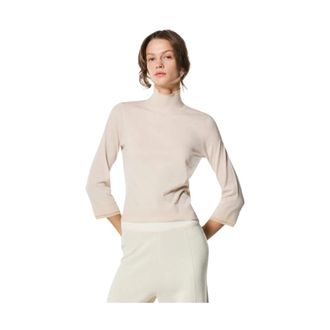 Nenette Femme, Pulls, Beige, Taille: 40 FR Pull &agrave; col montant et manches 3/4
