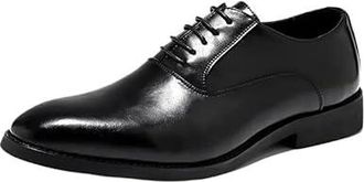 Generic Chaussures habillées for Hommes à Lacets, Couleur Unie, Bout Rond, Cuir végétalien, Basses, Semelle en Caoutchouc, antidérapantes, Talon carré, Classi