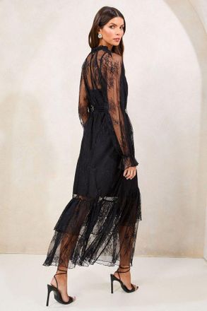 Lipsy Midikleid Lipsy Midikleid mit Spitze und R&uuml;schen, Kurzgr&ouml;&szlig;e (1-tlg)