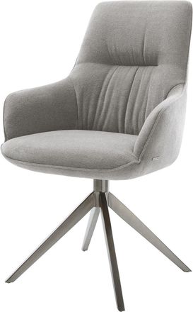 DELIFE Esszimmerstuhl Zelia-Flex mit Armlehnen Kreuzgestell breit Graphit Strukturstoff Soft Grau 360&deg; drehbar Wippfunktion Taschenfederkern