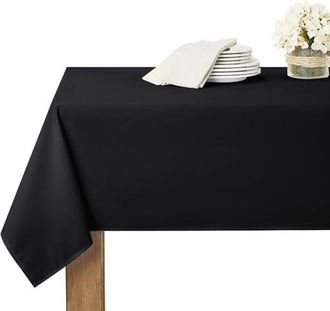 RYB Home Nappe Table Basse - Nappe 140x240 cm Noire Rectangulaire Imperméable Anti Tâche Facile à Entretien pour Decoration Halloween Salon Cuisine Jardin Gard