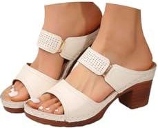 Generic Tongs pour femme - Sandales &agrave; talon bloc bas - Tongs &agrave; talons &eacute;pais - Sandales habill&eacute;es &agrave; enfiler - Sandales de f&ecirc;te - Sandales l&eacute;g&egrave;res pour femme - 